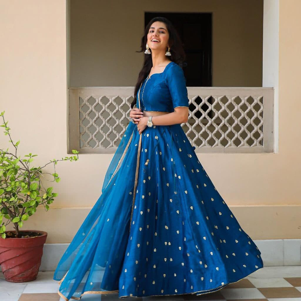 Blue Color Designer Embroidered Lehenga with can can For Women – Ville ...