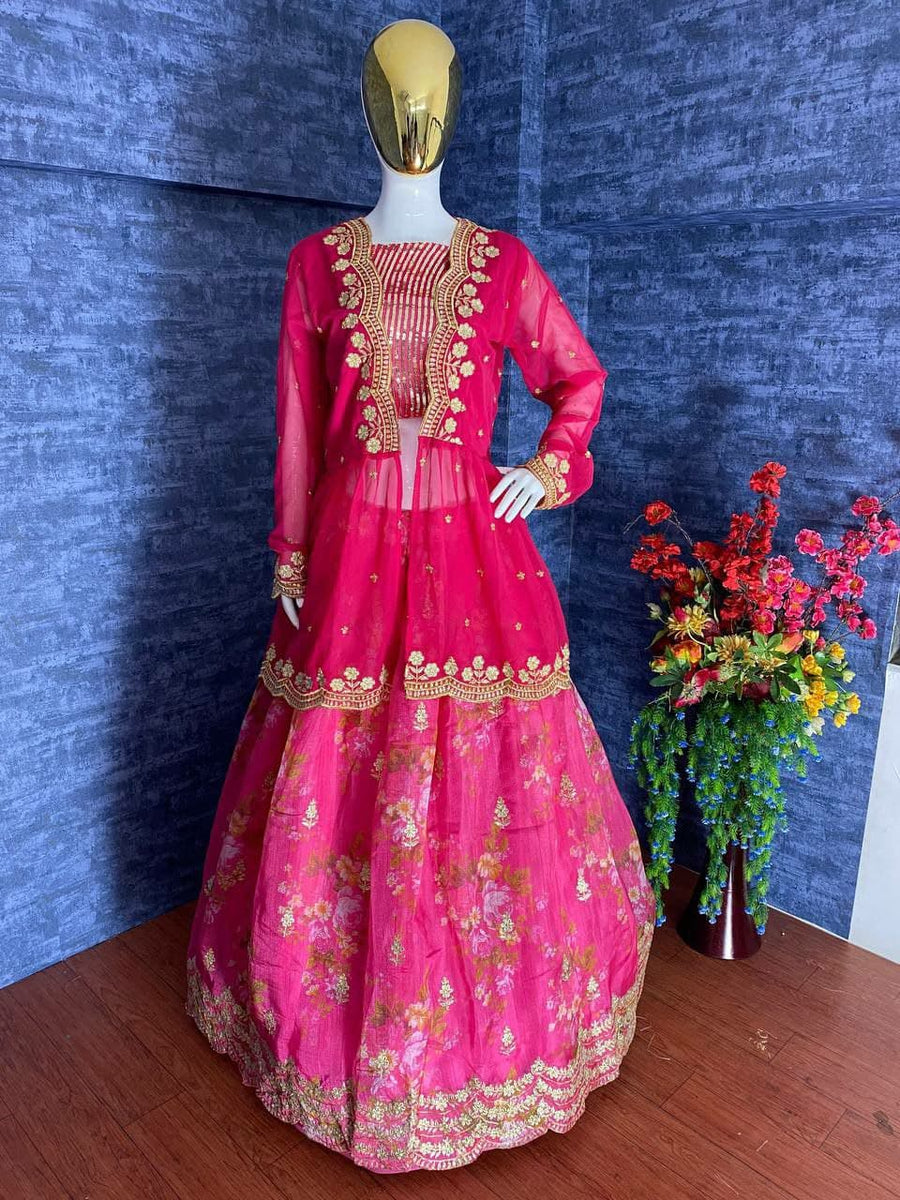 Rani color Designer Lehenga Choli With Srug – Ville Fashions